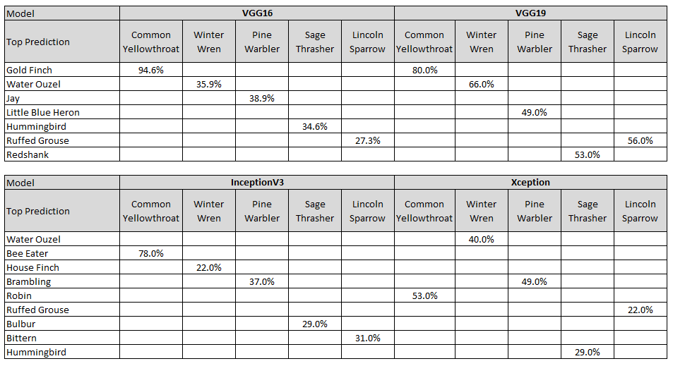 Summary of Quick Checkout on ImageNet pre-trained Models